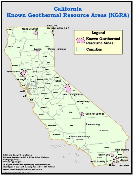 Known Geothermal Areas in California | SIMCenter